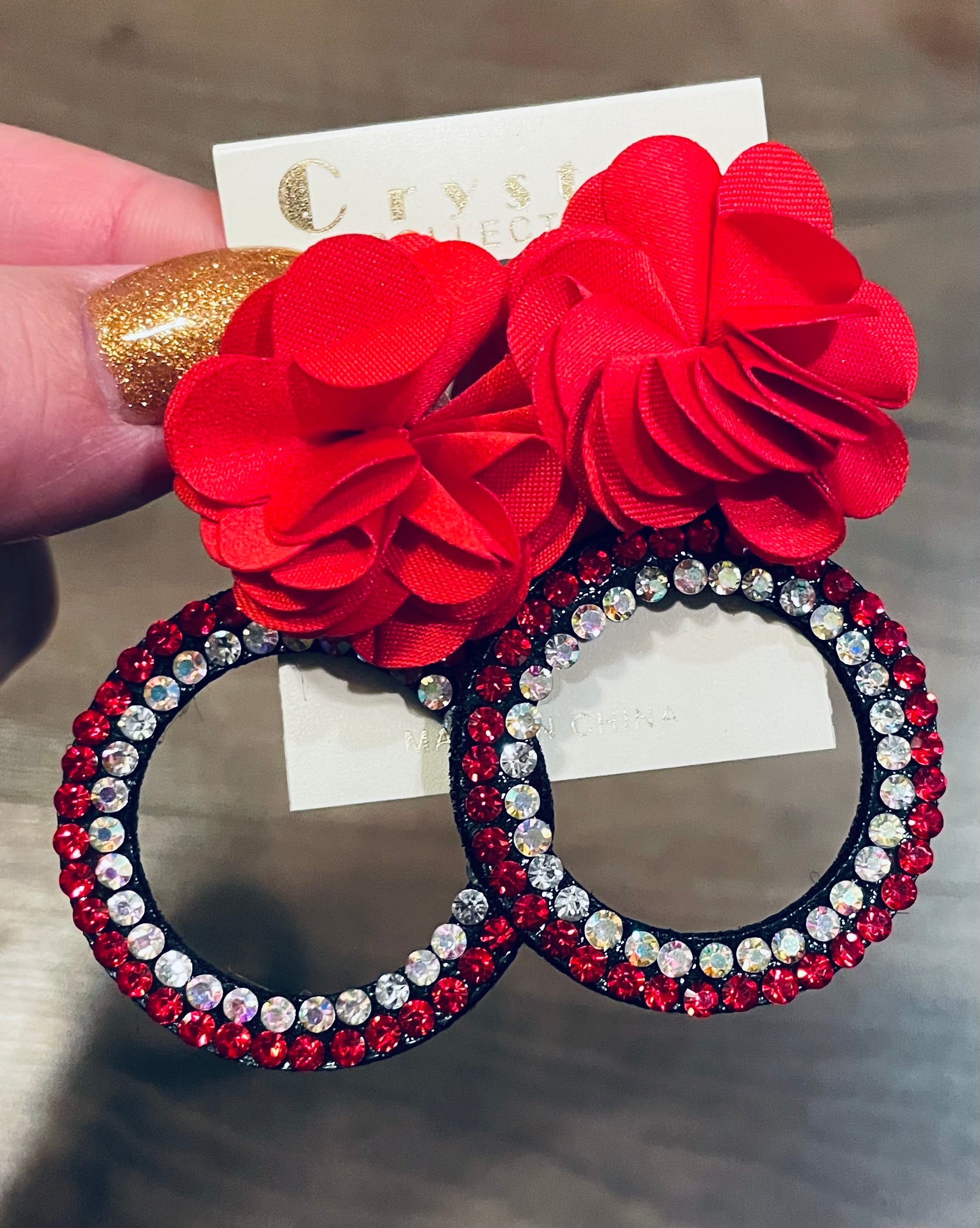 Red Flower Earrings Clovver Boutique